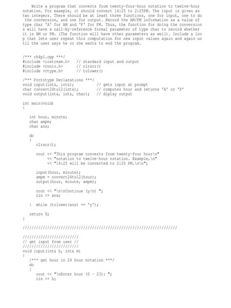 Program That Converts From Twenty Four Hour Notation To Twelve Hour