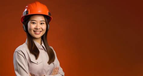 Premium Ai Image A Smiling Young Woman Wearing Engineer Clothes In