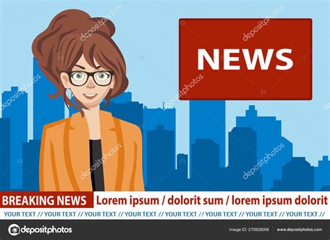 뉴스에 일러스트레이션 텔레비전 개념에 미디어 기자와 뉴스를 방송하는 앵커가 화면에 스톡 벡터 ©dacpro 270928006