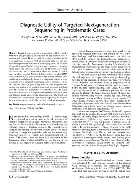 Pdf Diagnostic Utility Of Targeted Next Generation Sequencing In Problematic Cases