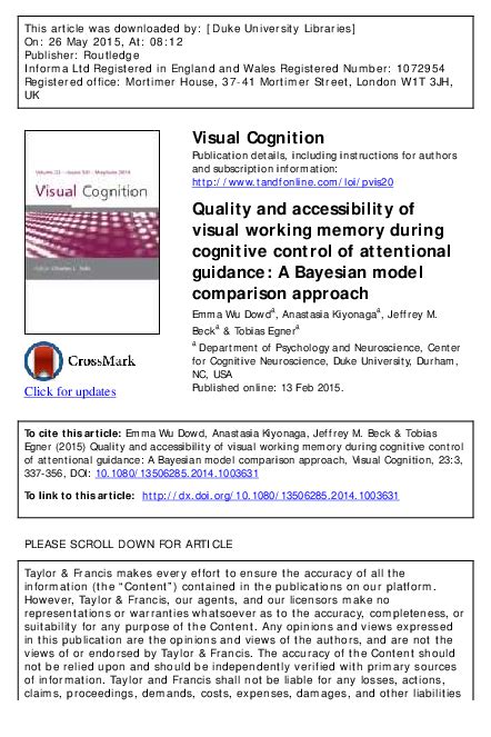 Pdf Quality And Accessibility Of Visual Working Memory During Cognitive Control Of Attentional