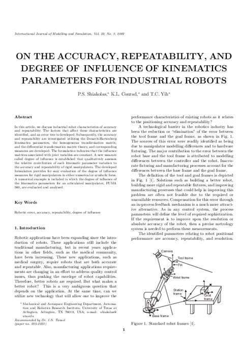 Pdf On The Accuracy Repeatability And Degree Of Influence Of
