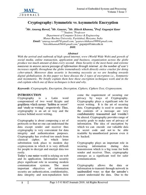 1 5 Cryptography Symmetric Vs Asymmetric Encryption 2 Format Pdf Cryptography Encryption
