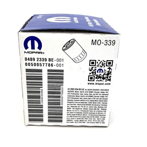 2 Pack Mopar 4892339be Oil Filter Mo 339 Oem 5005778 Chrysler Dodge