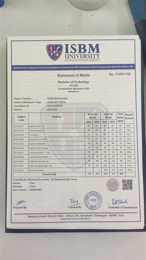 Isbm University Banglore — Verifying Marks Card Fake Or Verginal