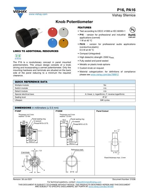 Variable Resistor Datasheet