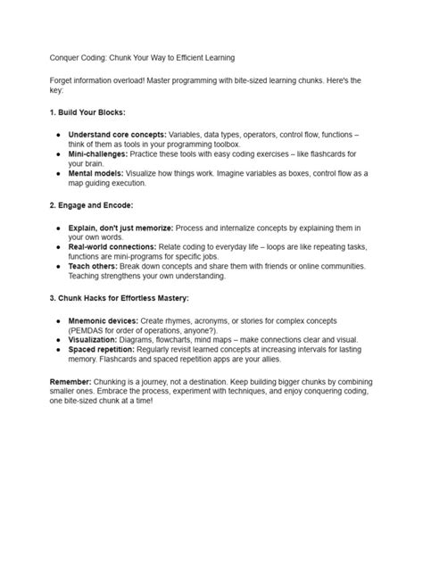Conquer Coding Chunk Your Way To Efficient Learning Pdf