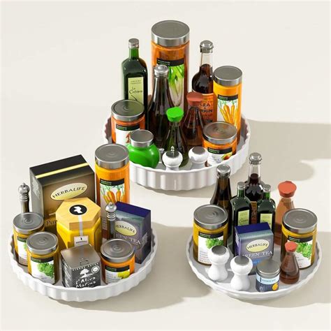 Cosansys White Lazy Susan Turntable 3 Pack Lazy Susan Lazy Susan Cupboard Organiser Rotating