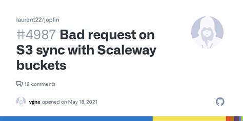 Bad Request On S3 Sync With Scaleway Buckets · Issue 4987 · Laurent22joplin · Github