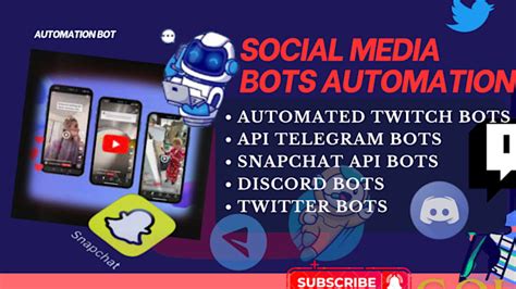 Build Api Telegram Bot Automated Twitch Bot Snapchat Bot Twitter Bot Discord Bot By