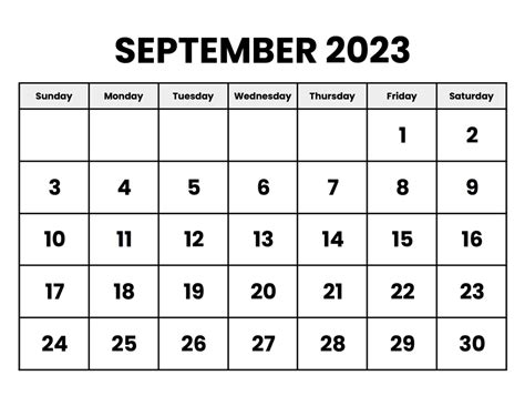 September 2023 Blank Calendar Printable Templates With Notes Artofit