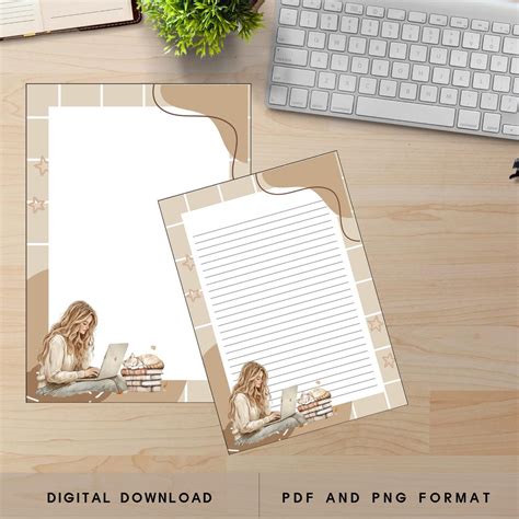 Printable Notepad Beige Aesthetic Girl Notepad Printable Stationary