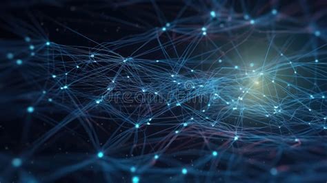 Abstract Neural Network Of Glowing Blue Particles And Lines On Dark Backdrop Digital Background