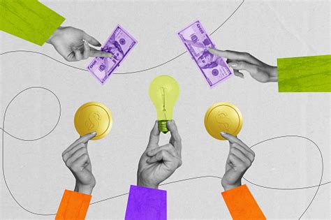 복합 경향 삽화 3d 스케치 이미지 인간 사업가의 콜라주 거대한 손 몸짓 손가락 잡다 돈 풍부한 동전 생각 램프 판매 사다 합성 이미지에 대한 스톡 사진 및 기타 이미지