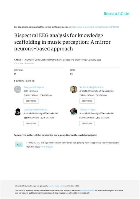 Pdf Bispectral Eeg Analysis For Knowledge Scaffolding In Music Perception A Mirror Neurons
