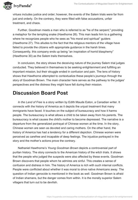 The Contextualization Of Misguided Search For Enlightenment 935 Words Essay Example