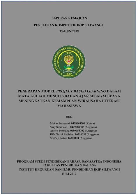 PDF PENERAPAN MODEL PROJECT BASED LEARNING DALAM Dosen Ikipsiliwangi Ac Id Wp Content Uploads