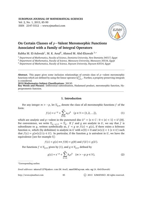 Pdf On Certain Classes Of P−valent Meromorphic Functions Associated