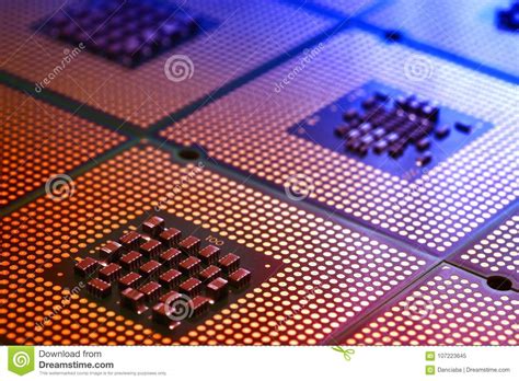 Closeup Of Aligned Cpu Computer Processor Background Stock Image