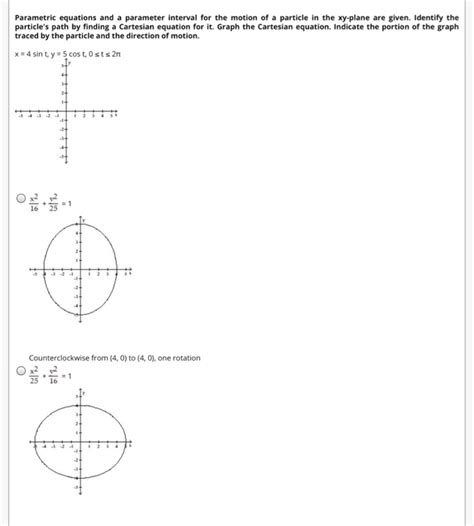 Solved Parametric Equations And A Parameter Interval For The Chegg