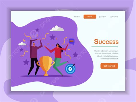 Success Concept Flat Landing Page Design With Clickable Buttons Text
