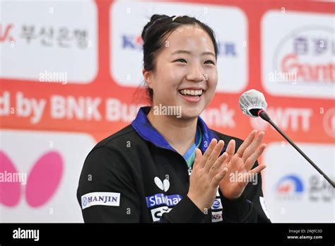 Busan South Korea 15th Feb 2024 Shin Yubin Of South Korea Reacts