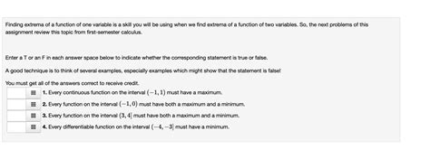 Solved Finding Extrema Of A Function Of One Variable Is A