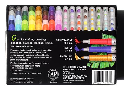75 Bic Intensity Markers Fine And Ultra Fine With 3 Metallic Jennys Crayon Collection