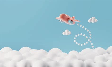 Premium Photo Pastel Airplane Flying On White Cloud Background