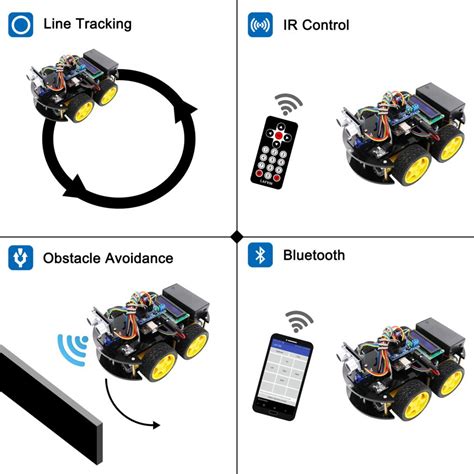 LAFVIN Smart Robot Car Kit With UNO R Ultrasonic Sensor Bluetooth Module For Arduino