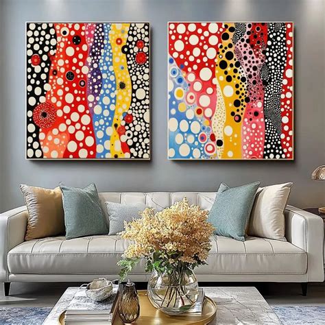 Yayoi Kusama Inspired Canvas Print Infinity Stripes Polka Dot Art