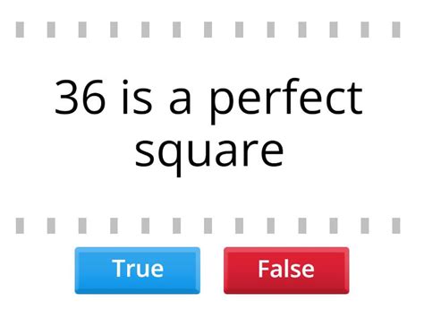 Review Perfect And Non Perfect Square True Or False