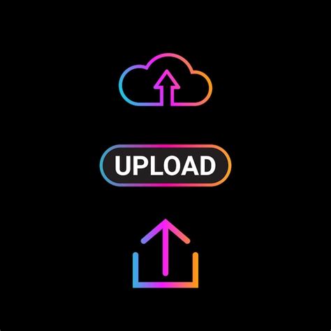 Premium Vector Upload Icon Set Neon Style Vector
