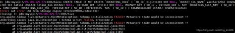 Hive初始化数据库失败 Orgapachehadoophivemetastorehivemetaexception Schema