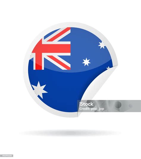 Australia Ikon Vektor Bendera Sudut Kertas Bundar Ilustrasi Stok