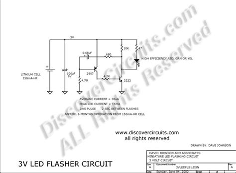 Flashing Led Power Indicator Draws Low Current Led And Light Circuit Circuit Diagram