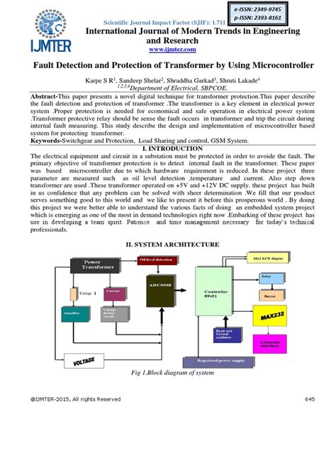 fault detection and protection of transformer by using microcontroller