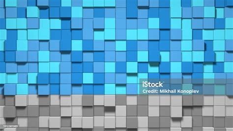 3d 추상 큐브 비디오 게임 기하학적 모자이크 파도 패턴 회색과 파란색 블록을 사용하여 언덕 풍경의 건설 0명에 대한 스톡 사진 및 기타 이미지 Istock