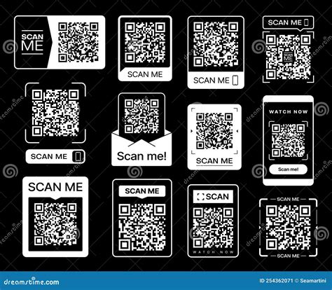 Scan Me Qr Code Stickers Barcode Scanner Icons Stock Vector
