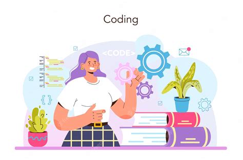premium vector website development html coding process digital