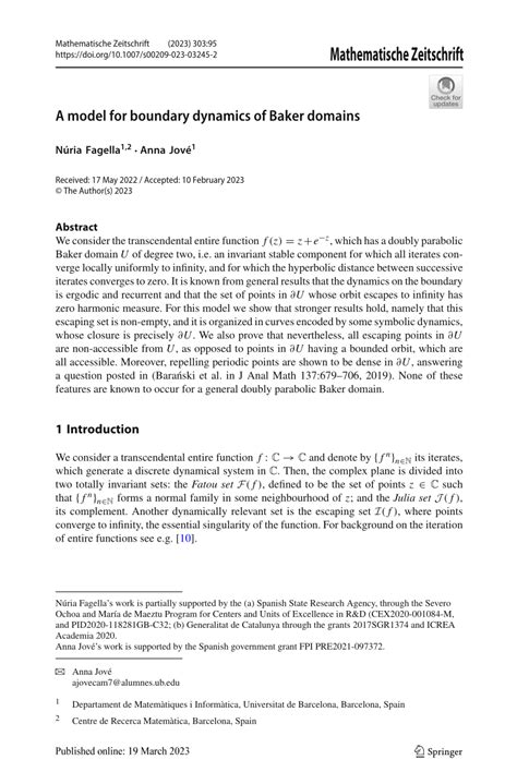 Pdf A Model For Boundary Dynamics Of Baker Domains