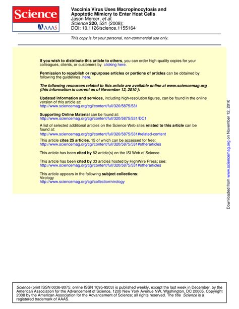 Pdf Vaccinia Virus Uses Macropinocytosis And Apoptotic Mimicry To Enter Host Cells