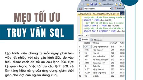 05 tips tỐi Ưu lỆnh truy vẤn sql cỦa bẠn