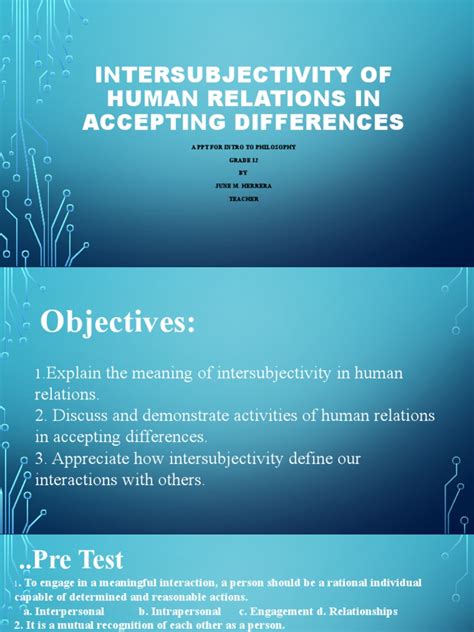 Intersubjectivity Of Human Relations In Accepting Differences Pdf Interpersonal