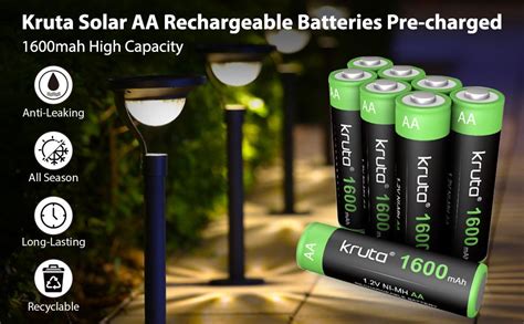 Solar Lights Batteries Aa 1600mah High Capacity 12v Ni Mh