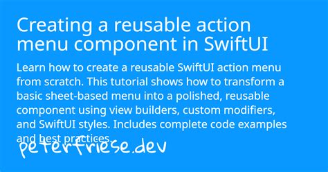 Creating A Reusable Action Menu Component In Swiftui