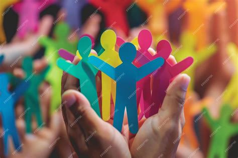 Colorful Cutout Paper Figures In Hands Conceptual Image Symbolizing Diversity Unity And