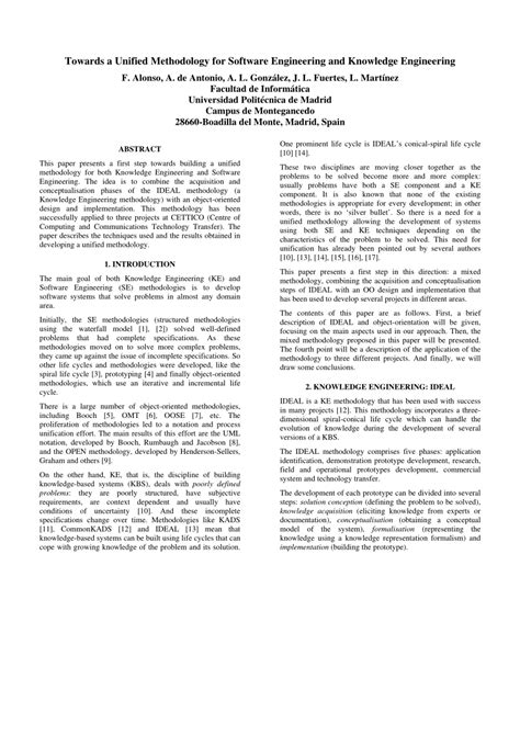Pdf Towards A Unified Methodology For Software Engineering And Knowledge Engineering