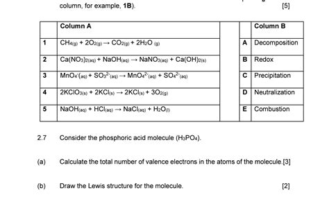 Solved Column For Example 1b 5 Table Column Acolumn