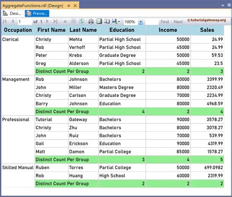 SSRS CountDistinct Function